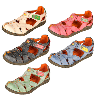 TMAEYES女鞋真皮凉鞋女2024新款夏季孕妇外穿包头配裙子洞洞鞋