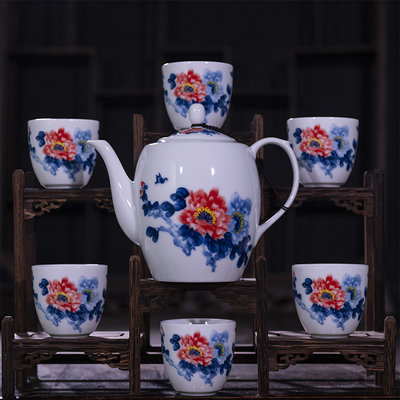 陶瓷茶具套装大茶壶釉下彩过滤网