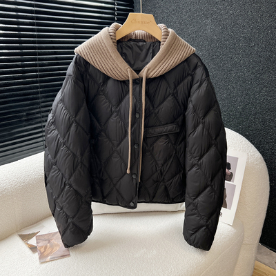 above deck 针织连帽羽绒服女短款轻薄外套2025冬季新款时尚保暖