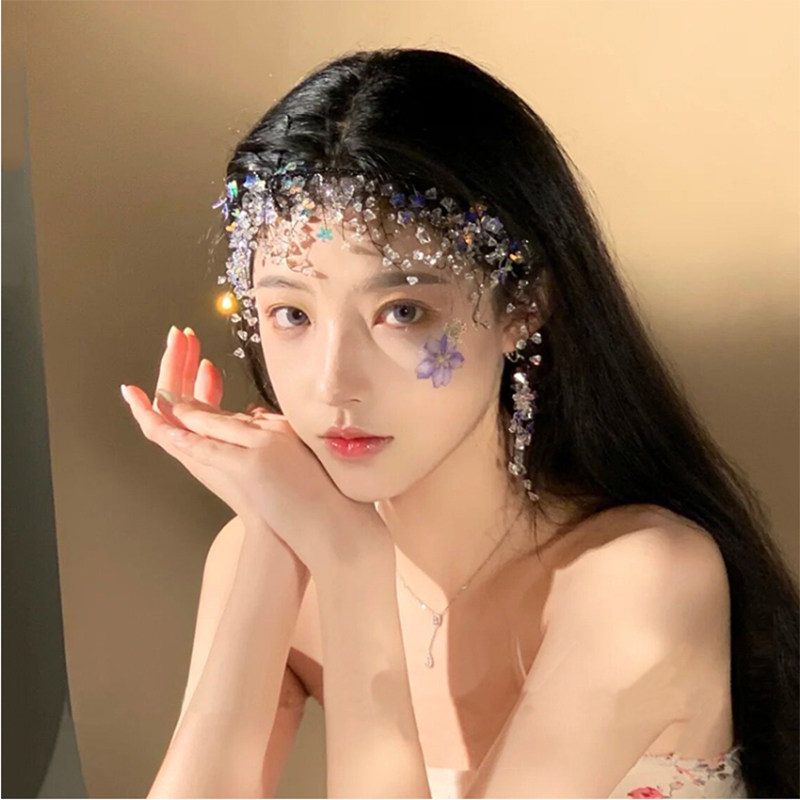 森系精灵仙美新娘婚礼婚纱头饰满天星发带手工甜美超仙仙女发箍