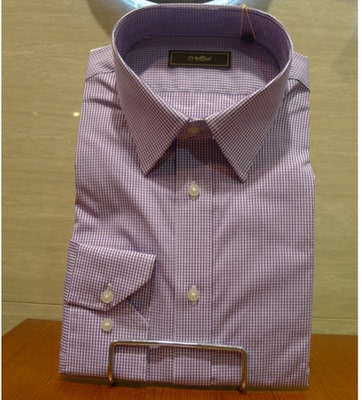 纯棉格子中老年长袖衬衫