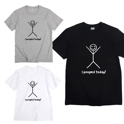 我今天便便简笔画趣味i pooped today字母简约夏季男女半短袖t恤