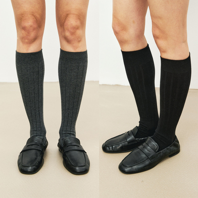 MRS Studios 春季百搭 棉质坑条小腿袜堆堆袜