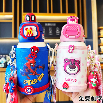 迪士尼卡通双饮吸管316钢保温杯