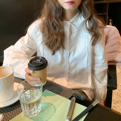 蕾丝蝴蝶结温柔舒适棉质白衬衫