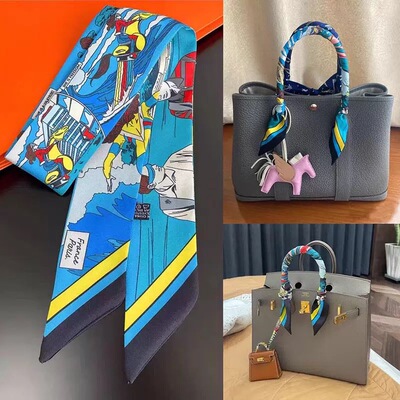 桑蚕丝真丝绑包包手柄小丝巾 提手装饰 缠包丝带系包上细长窄飘带