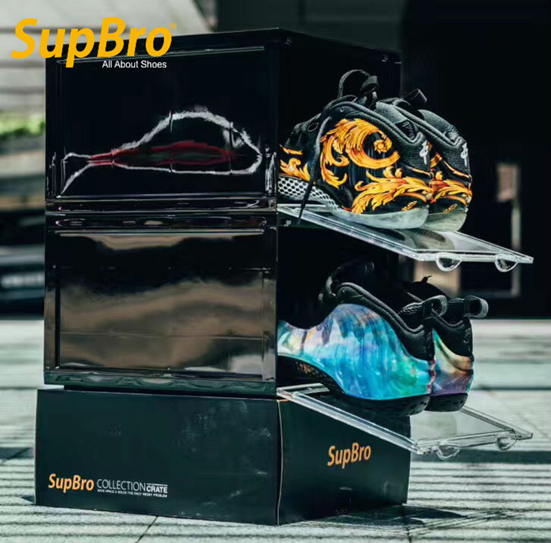 SupBro黑色透明鞋盒亚克力球鞋抽屉式鞋子收纳神器省空间_虎窝淘