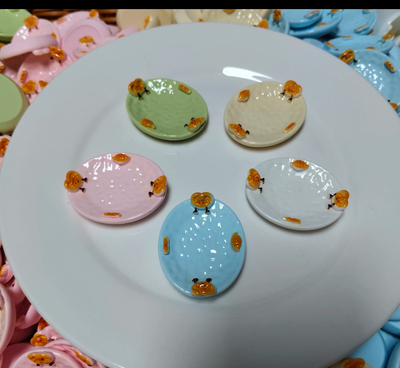 Jc面包盘仿真微缩食玩娃屋摆件diy奶油胶树脂捏捏盘子