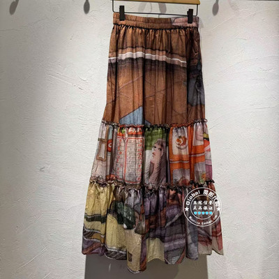 INITIAL国内代购 25秋 女时尚印花百褶半身裙25FKTFMCXX239不退换