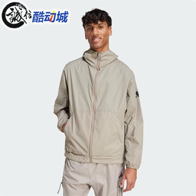 阿迪达斯男子可收纳风衣宽松夹克