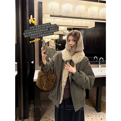 钱美西 90白鸭绒+中空纱蓄温保暖重磅工装羽绒派克服女冬新款外套