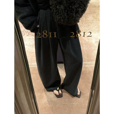 钱美西 密垂抗皱压褶显瘦弯刀立裁西装阔腿裤女秋高级显瘦休闲裤