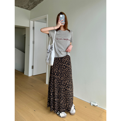 半身裙豹纹A字显瘦休闲慵懒
