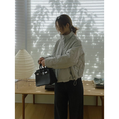 立领菱格棉衣保暖夹棉棉服外套