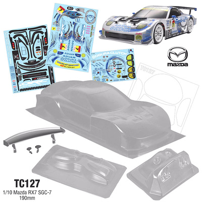 1/10 油电房RC漂移模型 PC透明车壳 TeamC 雨宫Mazda马自达 RX7