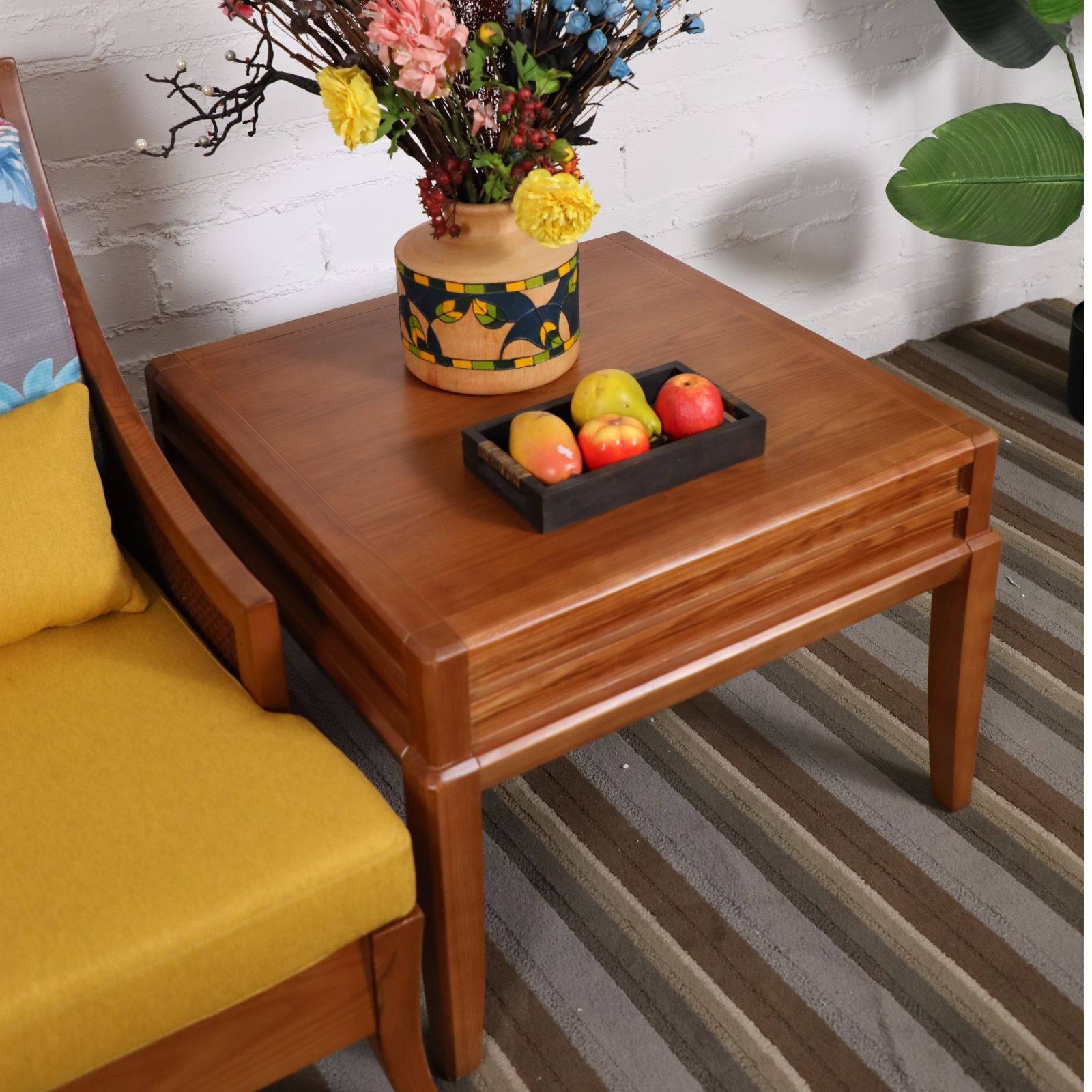 筑家实木边几客厅简约小茶几东南亚风格家具槟榔色沙发角几茶桌_虎窝淘
