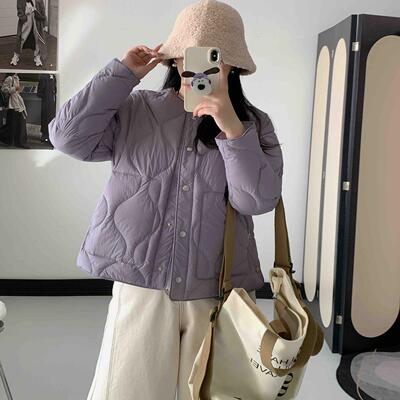 秋冬玛汀轻巧无领第一织物15D 90鹅绒薄款廓形衍缝女式羽绒服四色