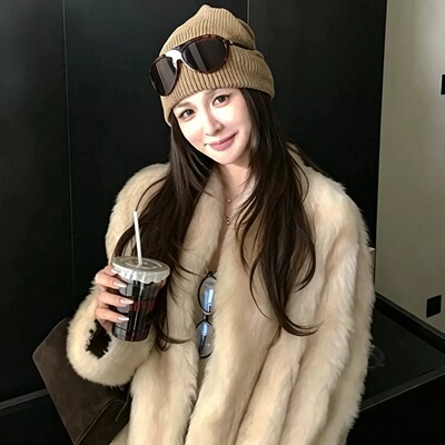 轻奢环保毛毛短款毛针染尖小立领皮毛一体仿皮草外套