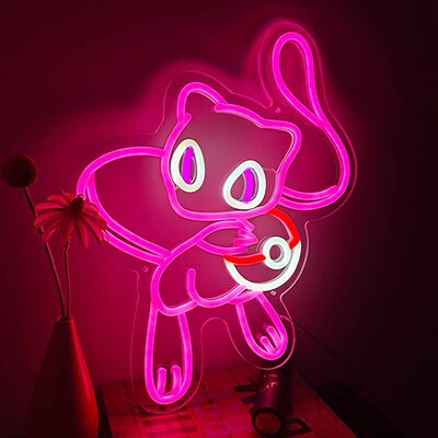 猫霓虹灯动漫LED发光造型亚马逊外贸跨境派对装可爱ALVART Mewtwo