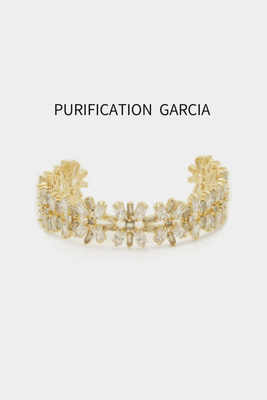 Purification Garcia轻奢个性时尚金色镶嵌钻开口手镯，厚金电镀