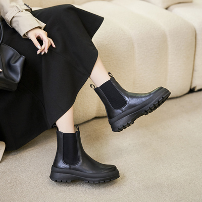 增高软底减震 德国KUFENBERG7953 宽楦舒适切尔西真皮短靴