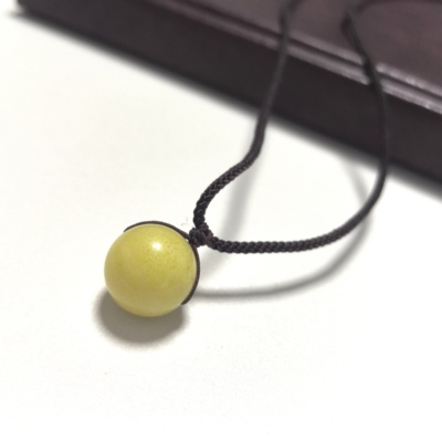 D1242# 天然原矿岫玉青提奶盖圆珠吊坠16mm