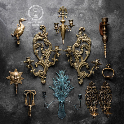 时光美器黄铜壁挂烛台
