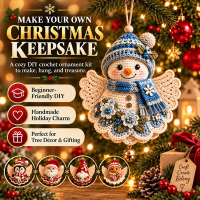 跨境爆款DIY Crochet Christmas Angel Ornament Kit手工编织套装