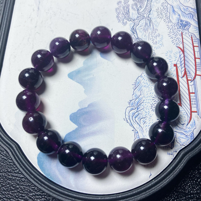 SJ01009天然无优化全紫萤石单圈手串一图一物