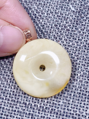 ML01016玫瑰金天然无优化俄料蜜蜡金瓷白平安扣吊坠一图一物