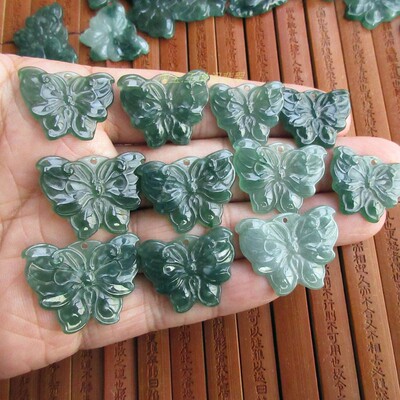 保真薄款式玉蝴蝶吊坠21588蓝水危料天然A货翡翠玉实物拍图H7