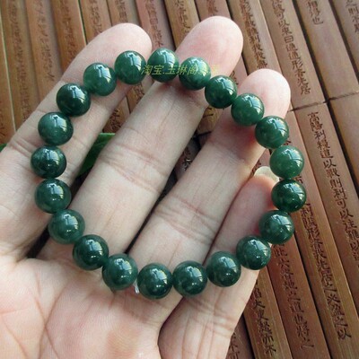 保真8.5mm蓝水危料圆珠手链21796纯天然A货翡翠玉手串手珠实拍T27