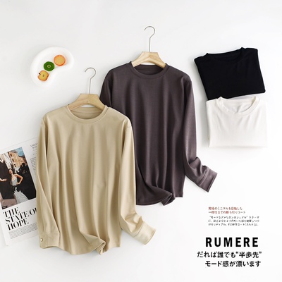 圆领衫上衣纯白宽松内搭长袖通勤