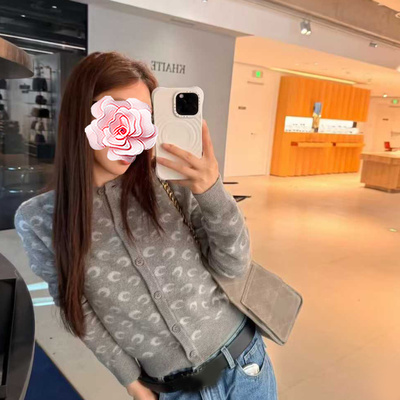 重工定位月亮提花羊毛针织开衫