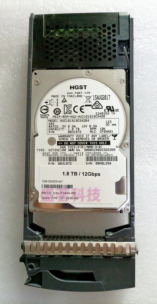 NetApp X343A-R6 1.8TB 10K 12Gb SAS 2.5 108-00433 FAS2750硬盘_虎窝淘