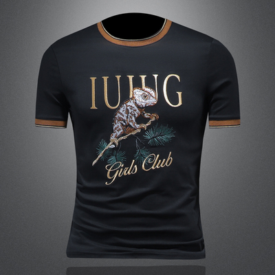 2025夏季欧货 IUIUG轻奢潮流刺绣丝光棉短袖t恤男 D320-88028-P75