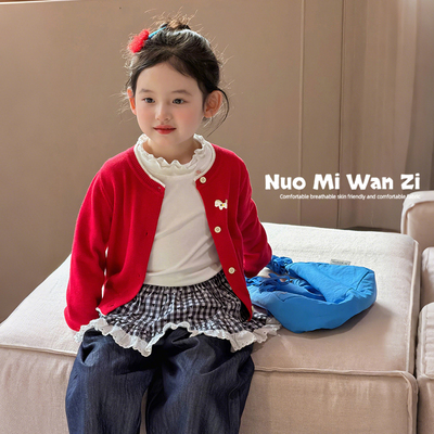 女童单排扣毛衣春季开衫潮