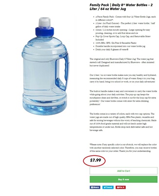 美单 运动健身大水壶2L塑料水壶 不含bpa 运动盖防尘盖 大水杯