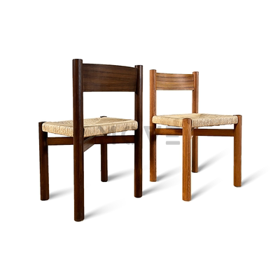 Move木屋实木绳编中古餐椅