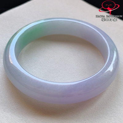 豪8印象V26428V1950翡翠手镯圈口55.6天然冰糯种春彩粉紫淡绿玉镯