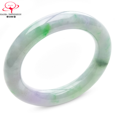 豪8印象V261080V112翡翠圆条手镯圈口53.2mm冰糯种淡紫带翠玉镯