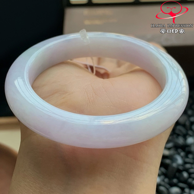 豪8印象W26100W691天然A货翡翠圈口50.6冰糯种紫罗兰淡紫正圈玉镯