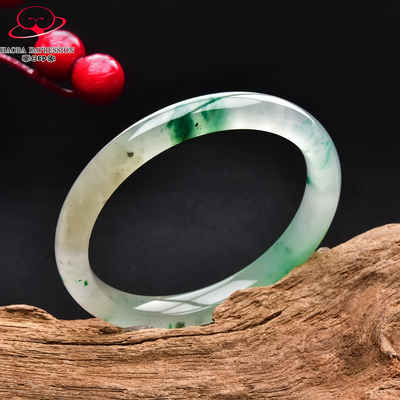 豪8印象翡王妃F125010F122非洲翠手镯圈口53.9mm冰种绿飘花玉手镯