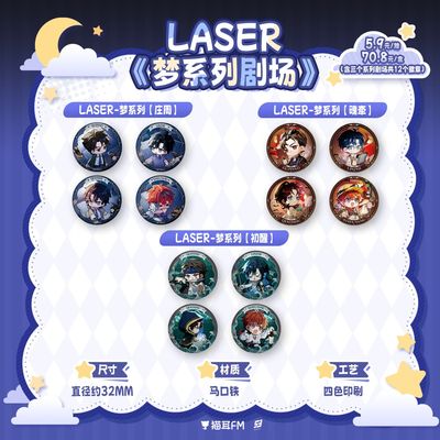 LASER&MANTA《梦系列剧场》Q版迷你徽章盲盒周边 猫耳官谷