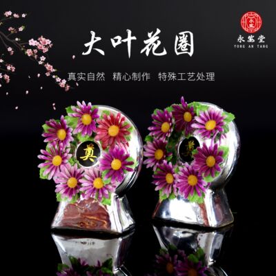 陶瓷小花圈随葬品陪葬骨灰盒摆件