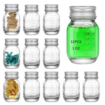 小玻璃瓶带盖子药水瓶粉末胶囊分装瓶晶白料玻璃瓶带刻度30ml