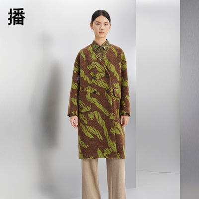 播提花毛呢大衣女商场同款气质高级感宽松无领外套BDQ4AD0852