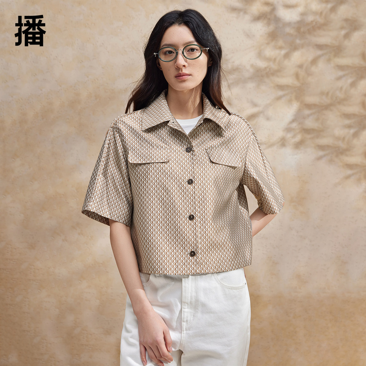 播polo领短外套女商场同款小个子复古印花夹克上衣夏BDR2WD0785