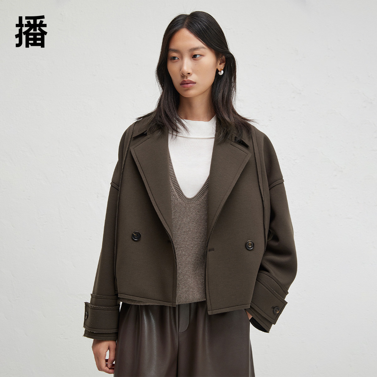 播商场同款西装领夹克短外套女24春秋宽松短款上衣BDR3WD3238