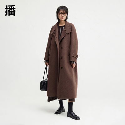 播商场同款韩系宽松保暖立领大衣女24冬双面磨毛外套BDR4AD3703